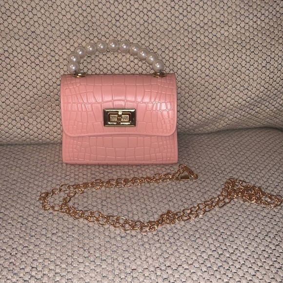 Bags | Mini Pink Purse With Crossbody Chain | Poshmark